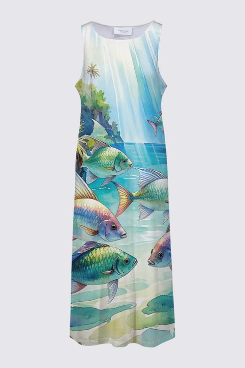 Tropical Fish Two Elise Maxi Dress -Le Galeriste - Wearable Art - Made ...